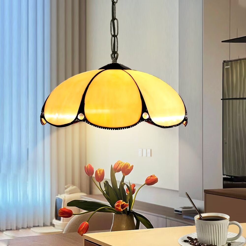 FINE MAKER Pendant Light Retro Stained Glass Single Hanging Ceiling ...