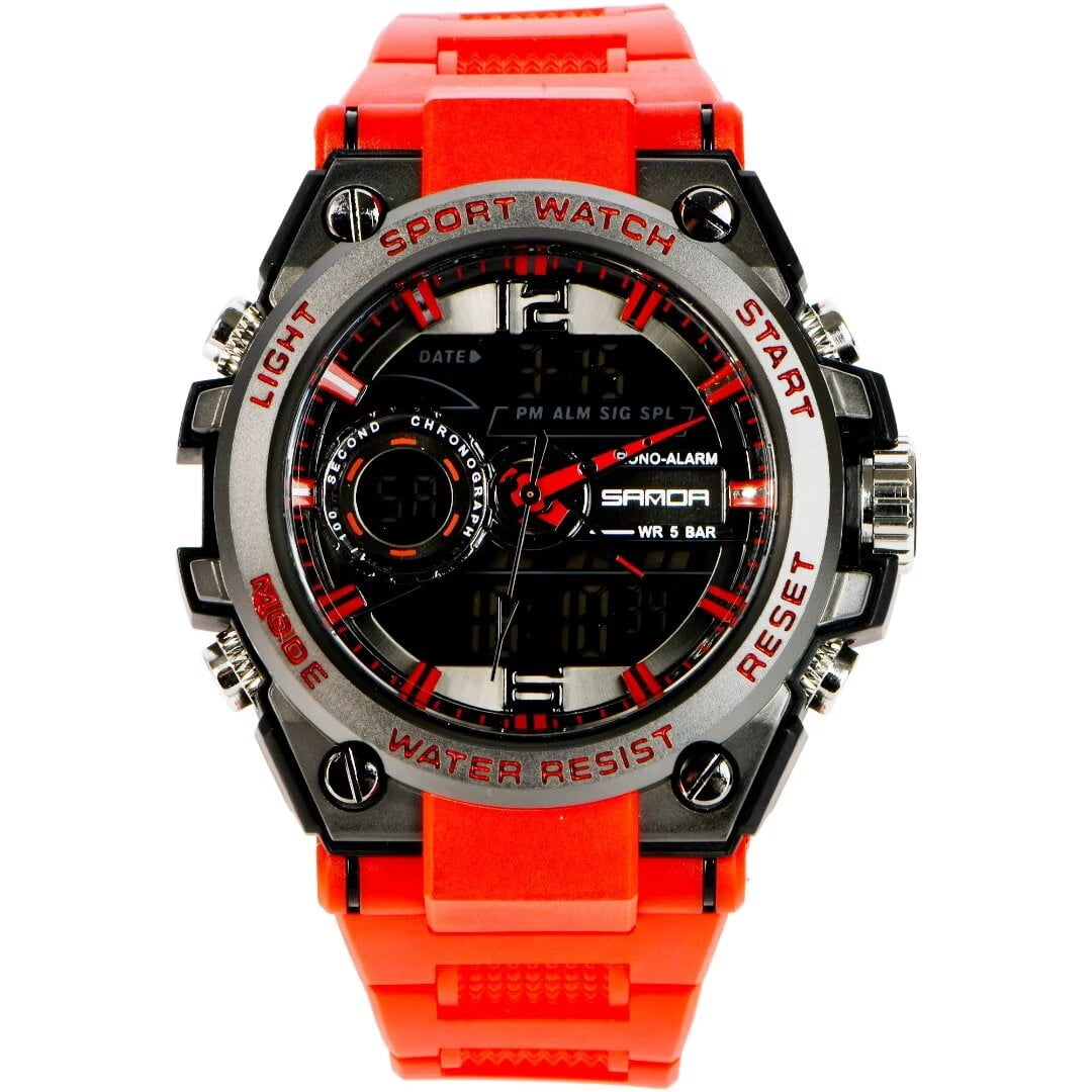 FINE MAKER Red sports men's watch, military 50M waterproof men's watch ...