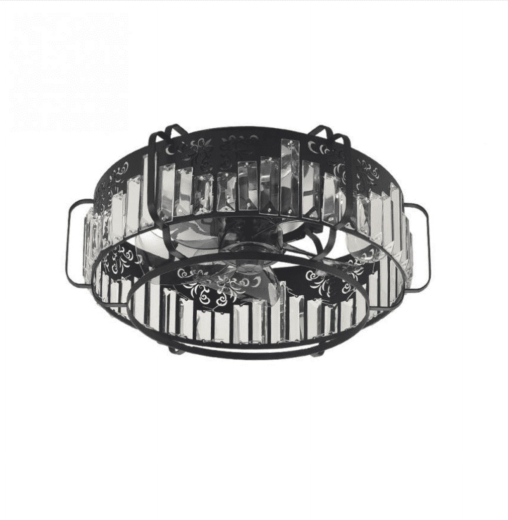 FINE MAKER Retro Black Crystal Ceiling Fans , 18.5 inch Caged Ceiling ...