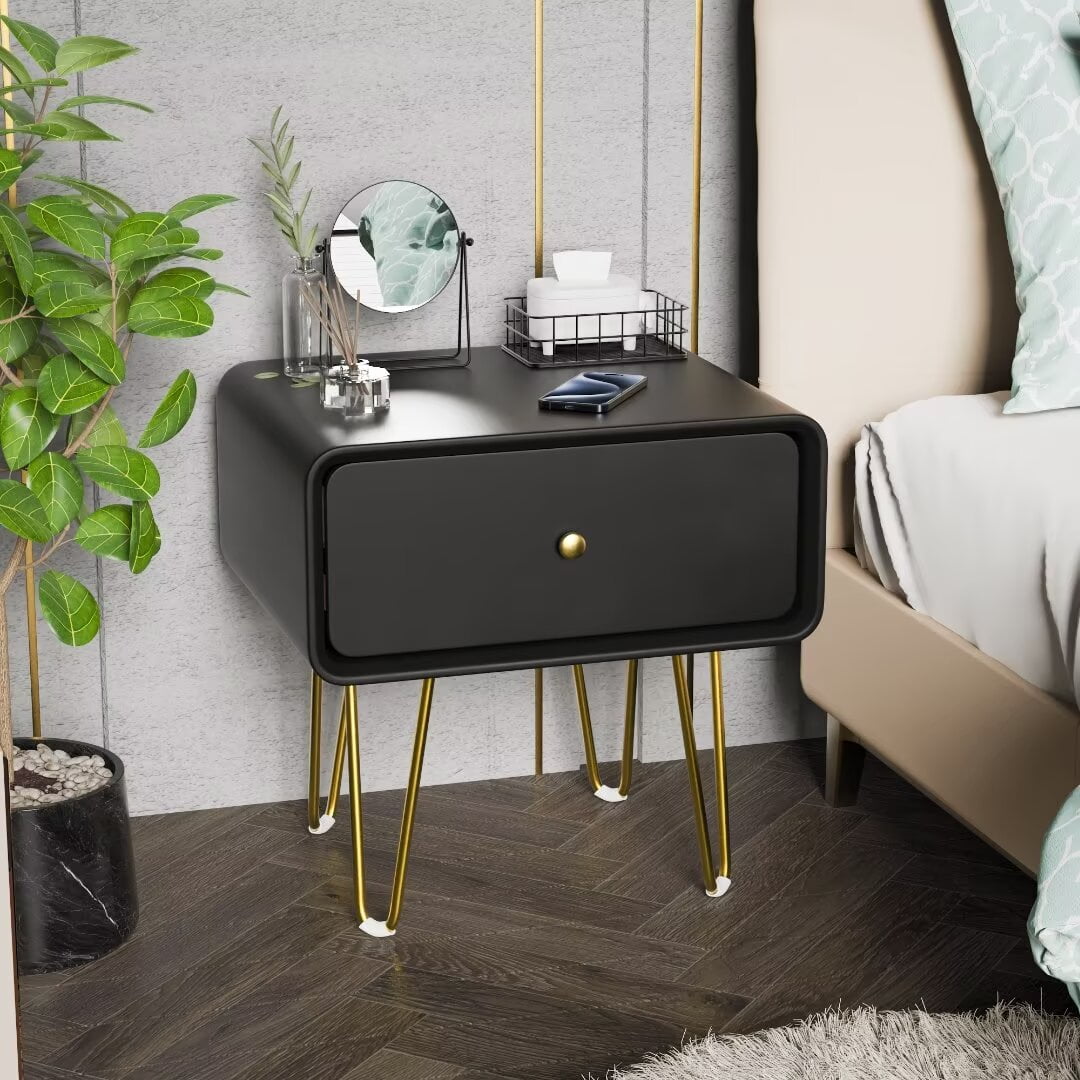 FINE MAKER Small Side Table with Single Drawer, Bedside Table with ...