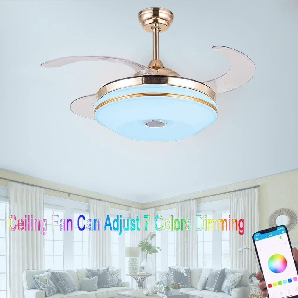 FINE MAKER Smart 42'' Modern Bluetooth Ceiling Fans 7 Color LED Light ...