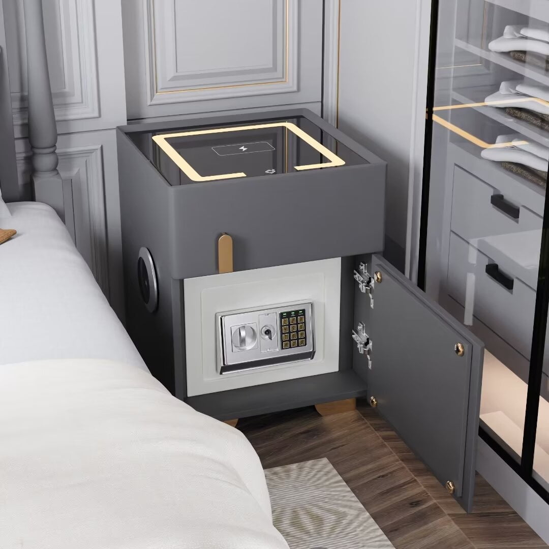 FINE MAKER Smart Nightstand Two Drawer Bedroom Nightstand with Wireless ...