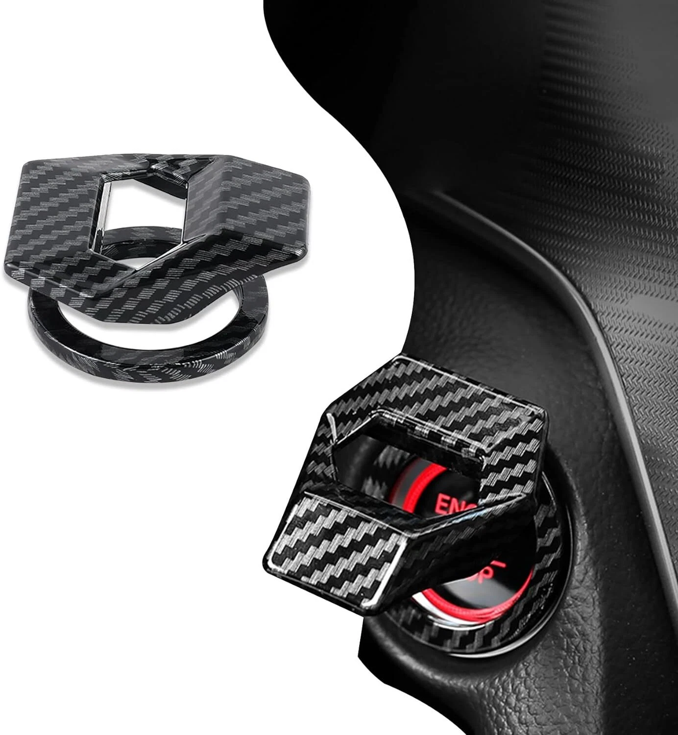 FINE MAKER Universal Carbon Fiber Engine Start/Stop Button Cover Switch ...