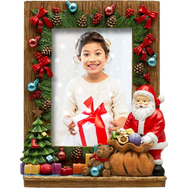 FINE PHOTO GIFTS 4" x 6" Light Up Christmas Resin Picture Frame with ...
