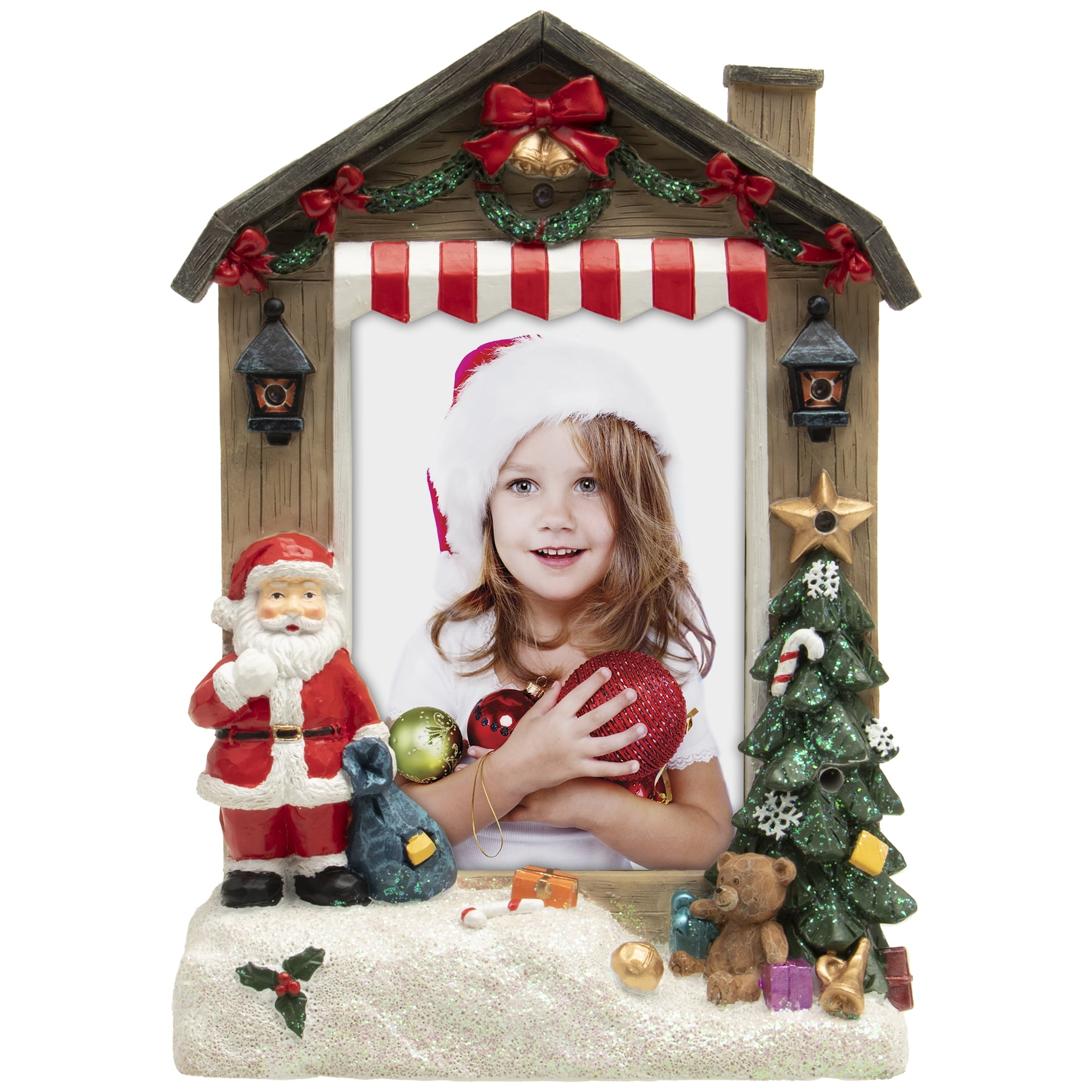 FINE PHOTO GIFTS 4 " x 6" Light Up Santa Claus Christmas Resin Picture ...