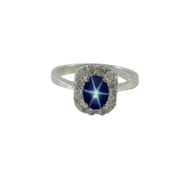 FINE SILVER JEWELLERS 6-Ray Pink Ruby Star Ring 925 Solid Silver Pink ...