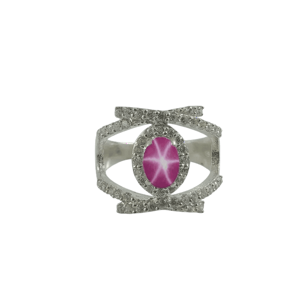 FINE SILVER JEWELLERS 6-Ray Star Design with Ruby Star 6x8 MM Gemstone ...