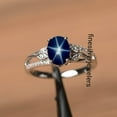 FINE SILVER JEWELLERS 925 Sterling Silver Blue Star Sapphire Ring ...