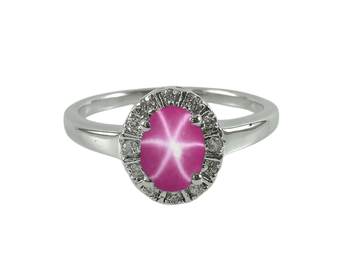 FINE SILVER JEWELLERS 925 Sterling Silver Elegant Pink Star Ruby Ring Handmade Women Jewelry ...