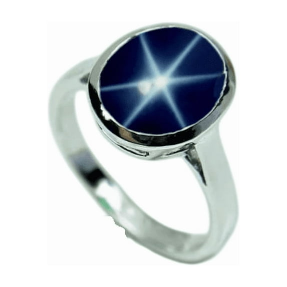 FINE SILVER JEWELLERS 925 Sterling Silver Natural Blue Star Sapphire ...