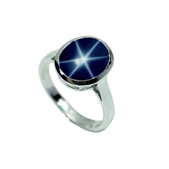 FINE SILVER JEWELLERS 925 Sterling Silver Natural Blue Star Sapphire ...