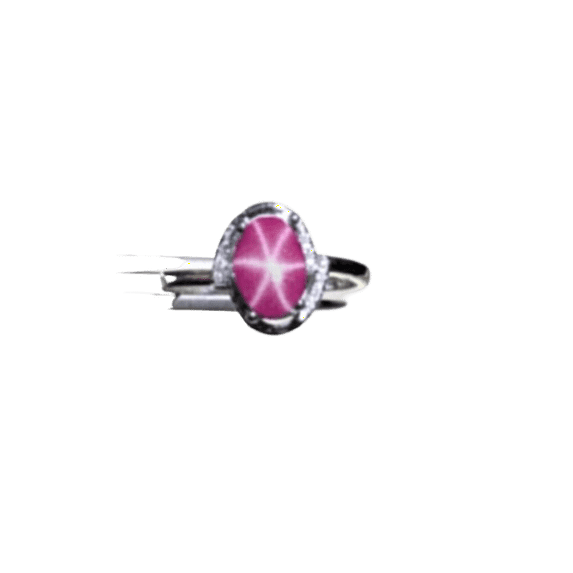 FINE SILVER JEWELLERS 925 Sterling Silver with Pink Star Ruby 6-Ray Star Effect Handmade Jewelry ...