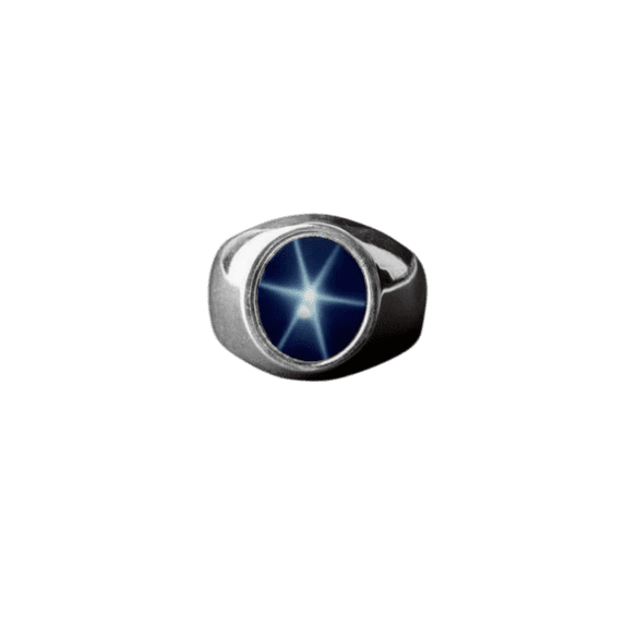 FINE SILVER JEWELLERS Men’s Star Sapphire Ring 925 Sterling Silver Blue ...