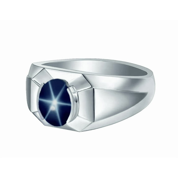FINE SILVER JEWELLERS Natural Blue Star Ring 925 Sterling Silver Blue ...