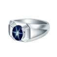 FINE SILVER JEWELLERS Natural Blue Star Ring 925 Sterling Silver Blue ...