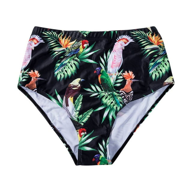 FINELOOK Women Vintage High Waist Bikini Bottom Swimwear Brief ...