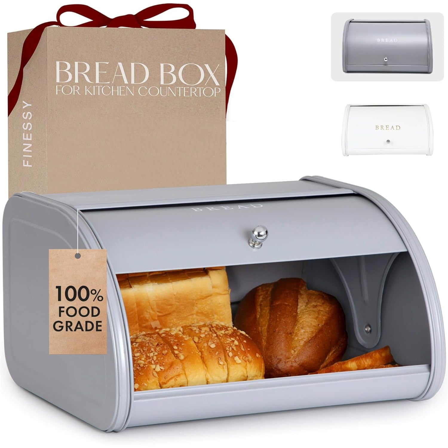 FINESSY Modern Metal Bread Box for Kitchen Countertop, Farmhouse ...