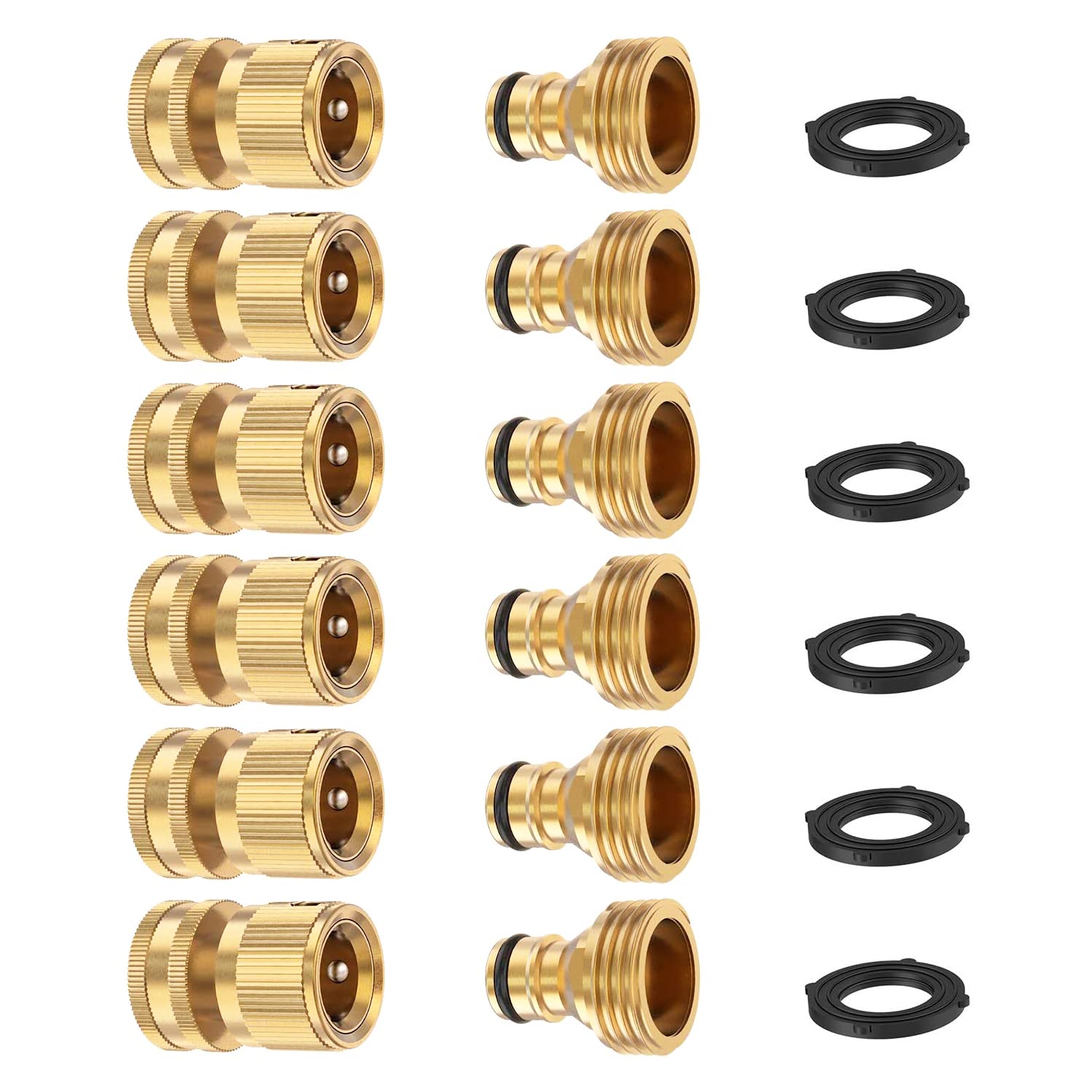 FINEST+ Garden Hose Quick JKF25 Connector, Solid Brass 3/4 Inch Thread ...
