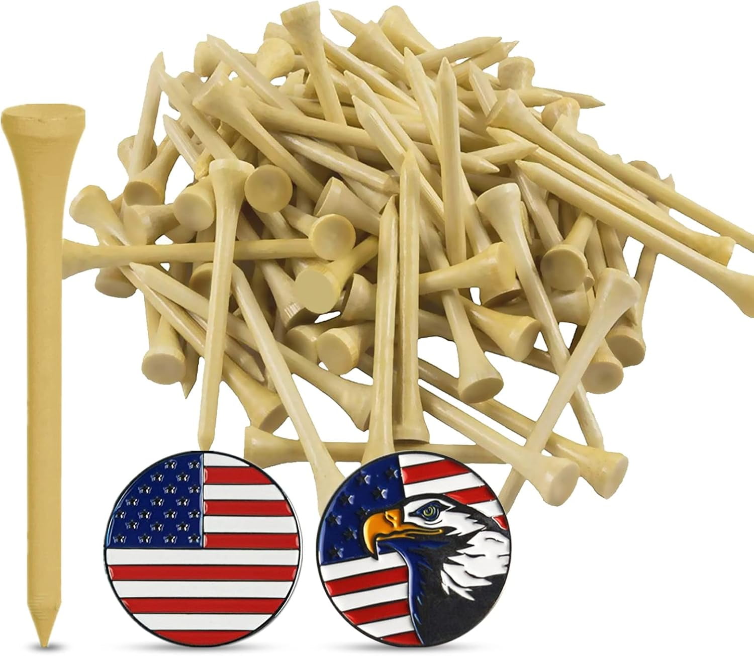 FINGER TEN Bamboo Golf Tees Wood 2 3/4 3 1/4 Inch Wooden Tee Color Bulk ...