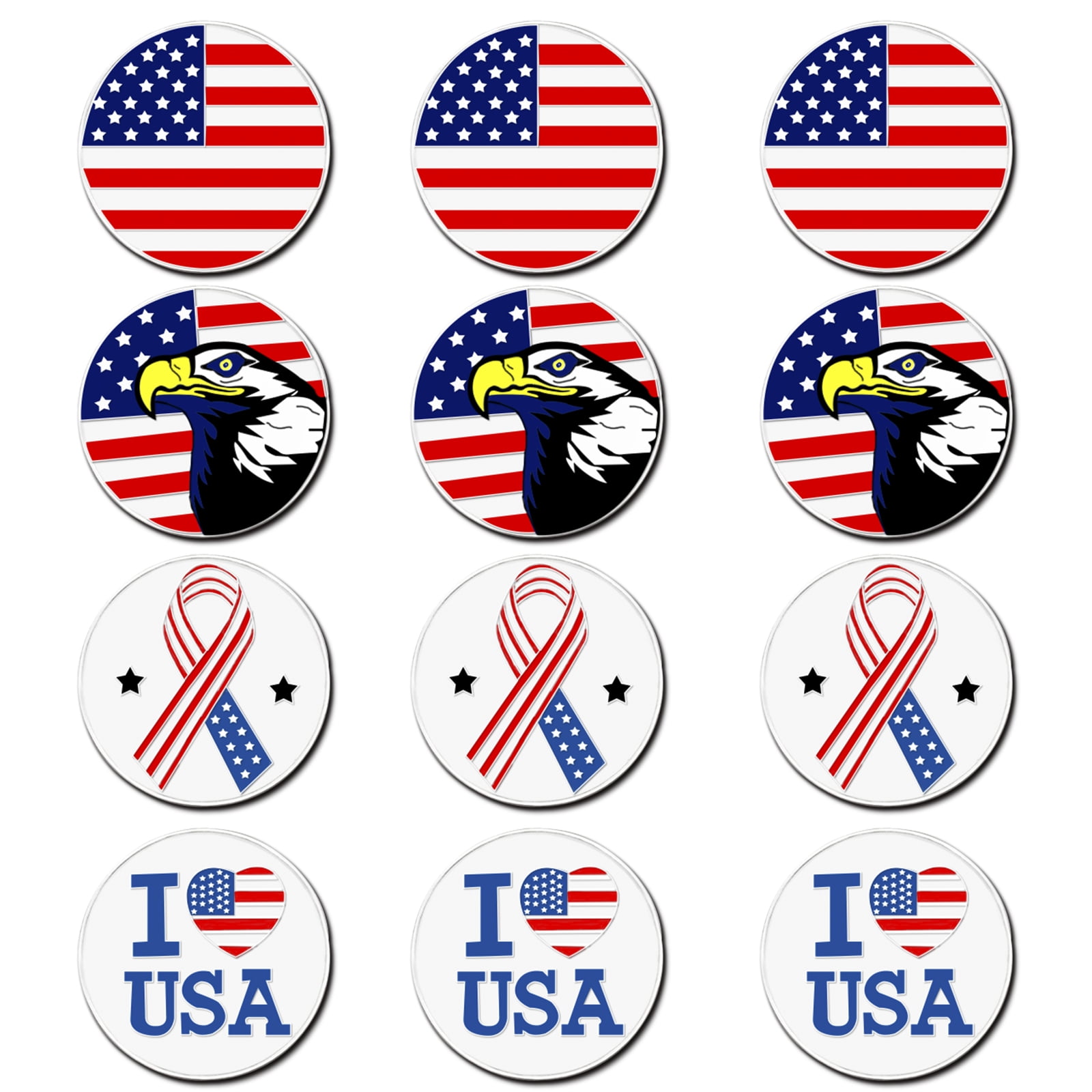 FINGER TEN Golf Ball Marker Assorted Patterns Value 12 Pack Gift Set ...