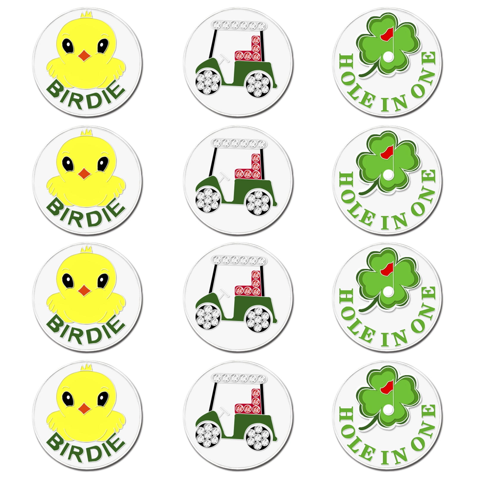 FINGER TEN Golf Ball Marker Assorted Patterns Value 12 Pack Gift Set ...