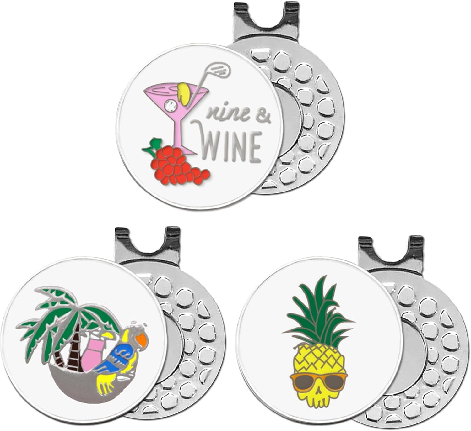 FINGER TEN Golf Ball Marker with Hat Clip Markers Assorted Patterns ...