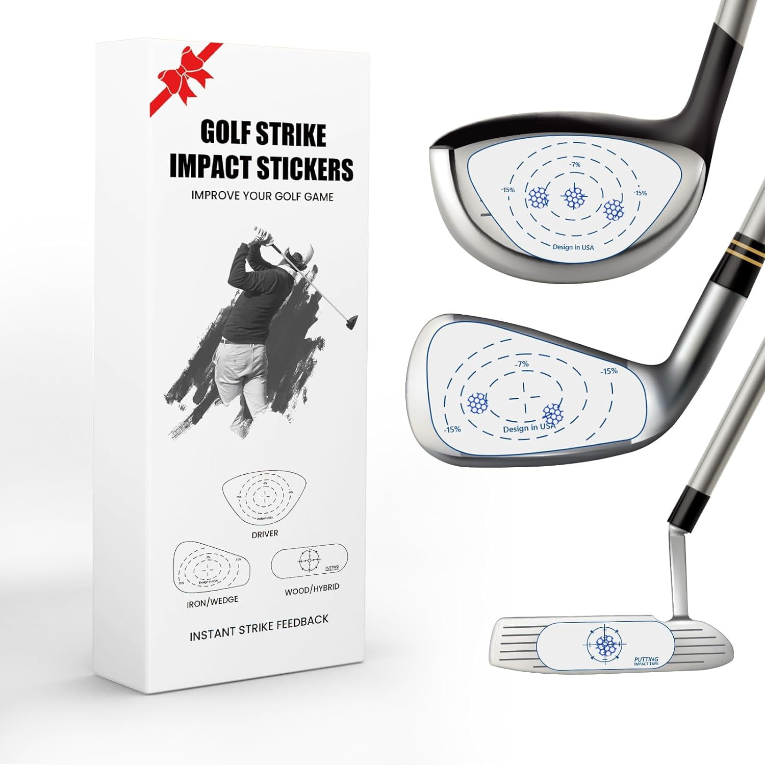 FINGER TEN Golf Club Impact Tape Stickers Labels for Driver Woods Irons ...