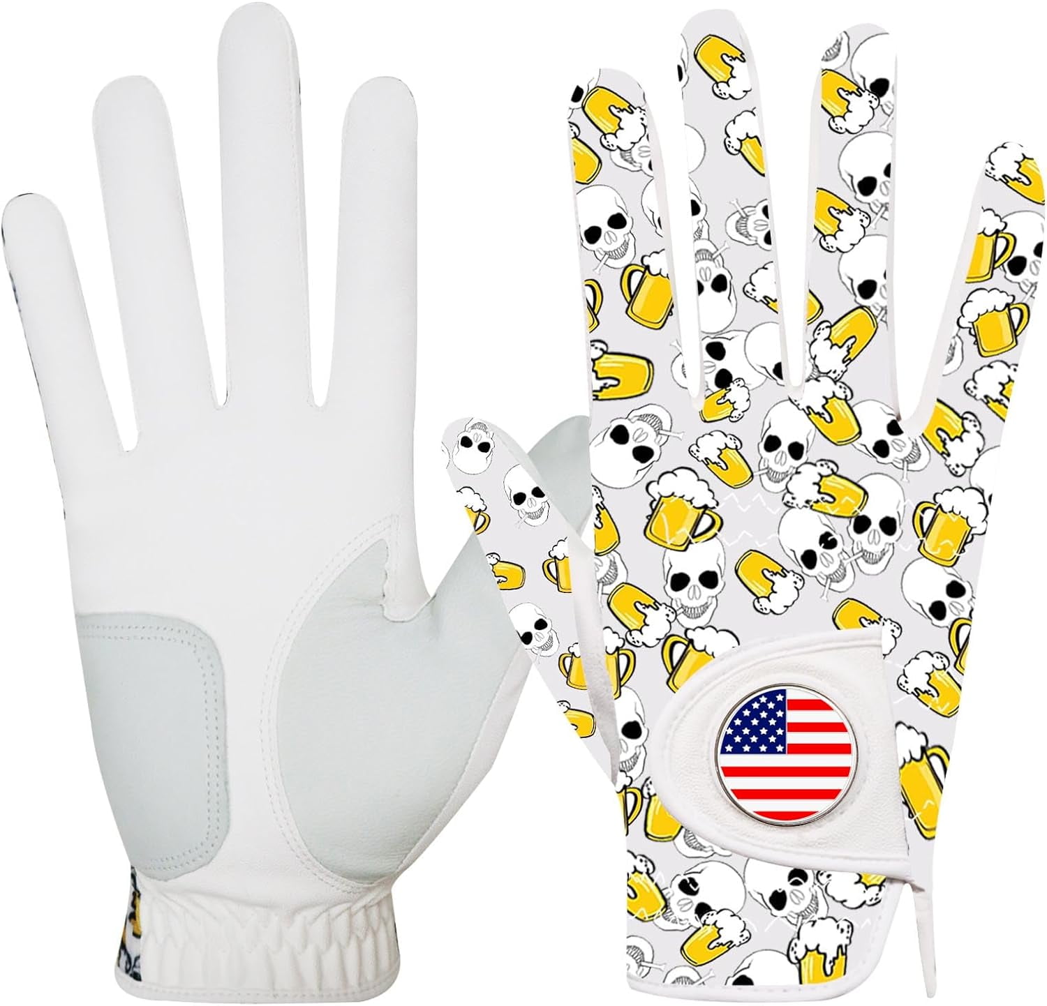 FINGER TEN Golf Gloves Men Left Hand Right with Ball Marker USA Flag ...