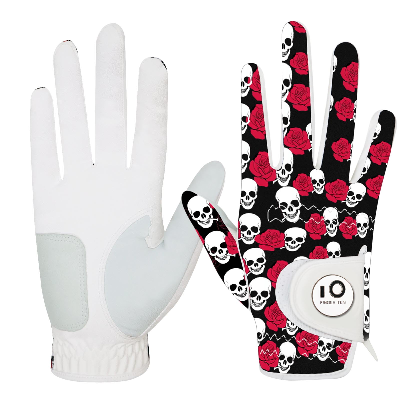 FINGER TEN Golf Gloves Men Left Hand Right with Ball Marker USA Flag ...