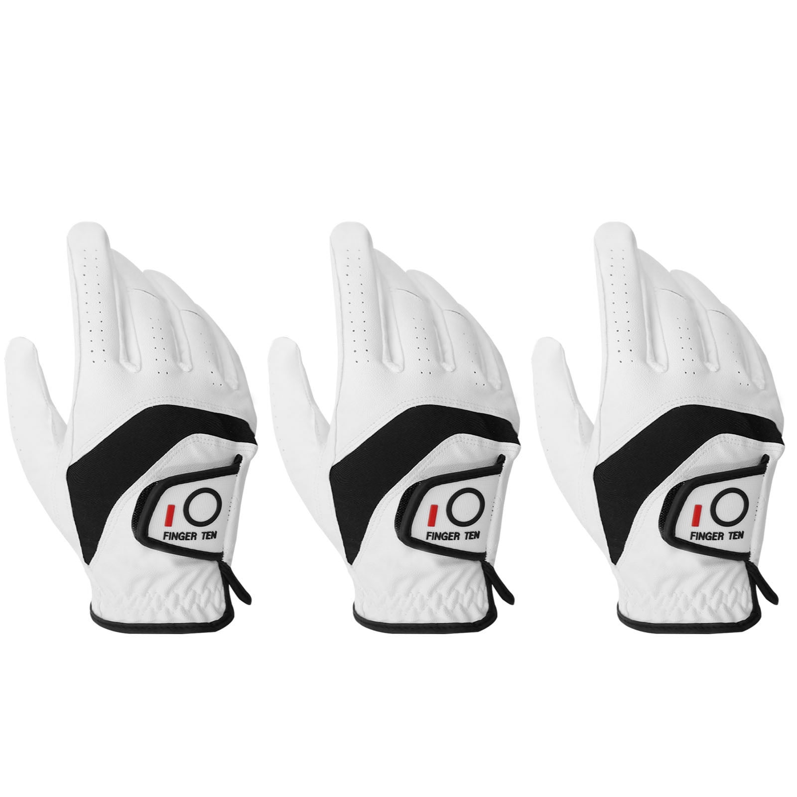 FINGER TEN Golf Gloves Men Left Hand Right Leather Value 3 Pack, Mens ...