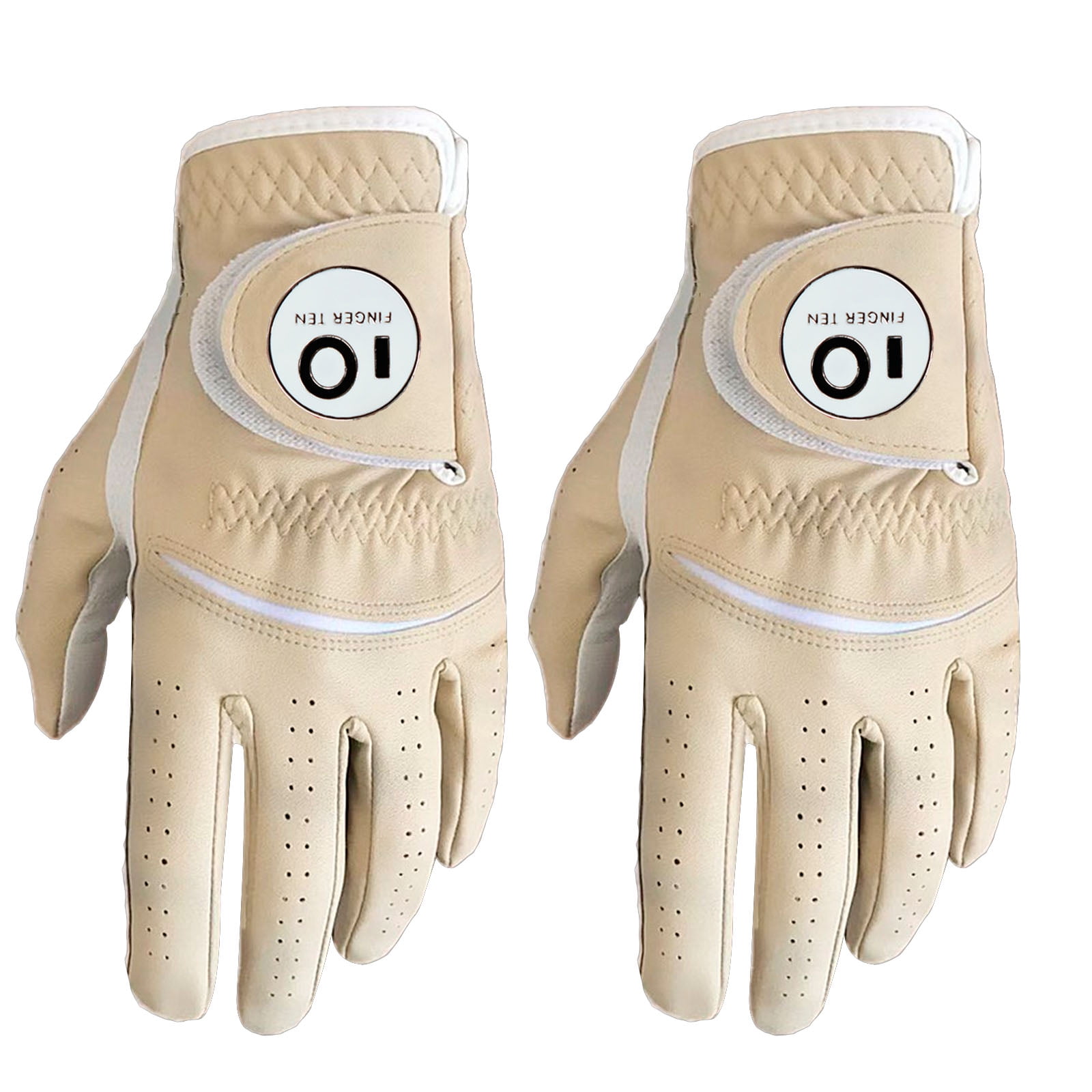 FINGER TEN Golf Gloves Men Left Hand Right Leather with Ball Marker ...
