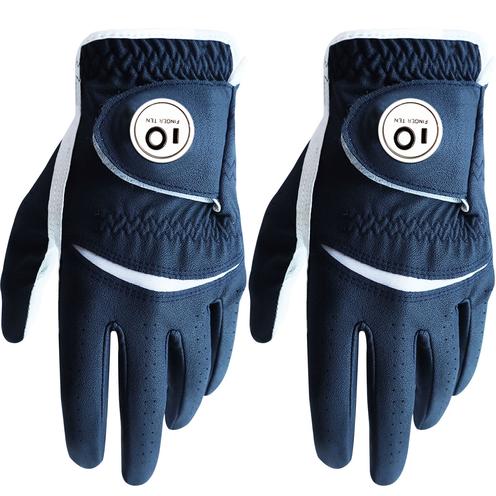 FINGER TEN Golf Gloves Men Left Hand Right Leather with Ball Marker ...
