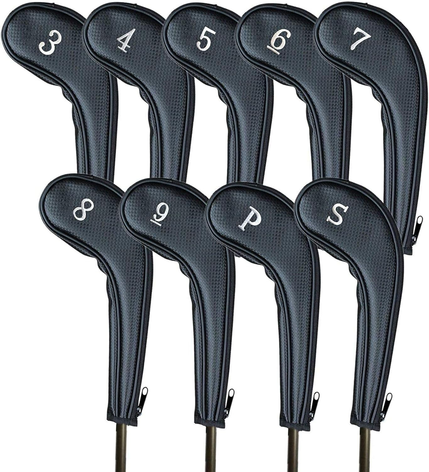 FINGER TEN Golf Iron Head covers Long Neck Number 3 4 5 6 7 8 9 P S ...