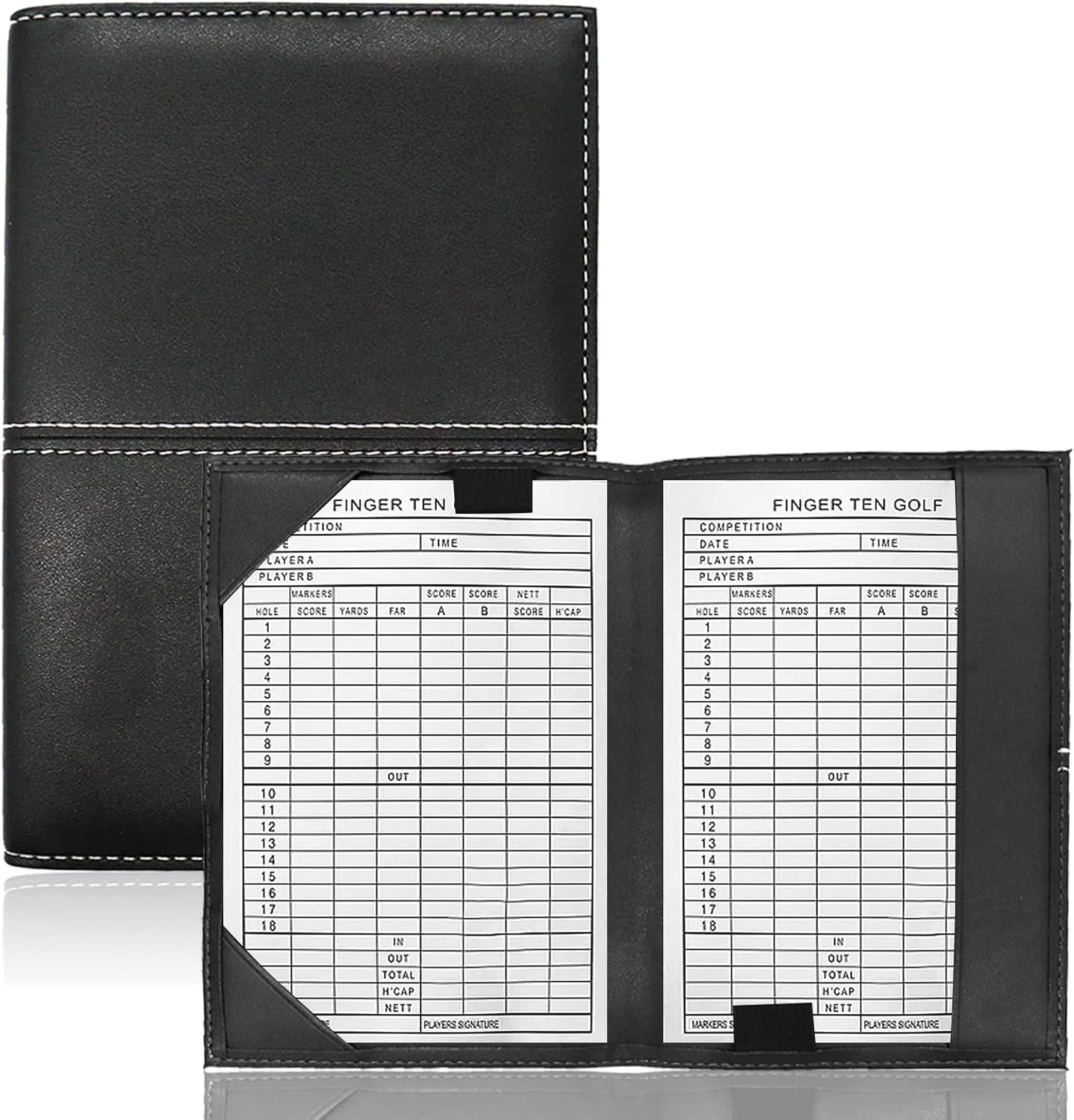 FINGER TEN Golf Scorecard Holder Leather Yardage Books Cover Lucky ...