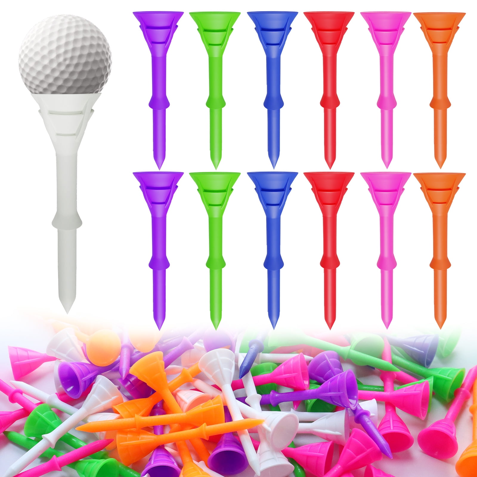 FINGER TEN Golf Tees Plastic Unbreakable Tee 3 1/4 Inch 60 Pack ...