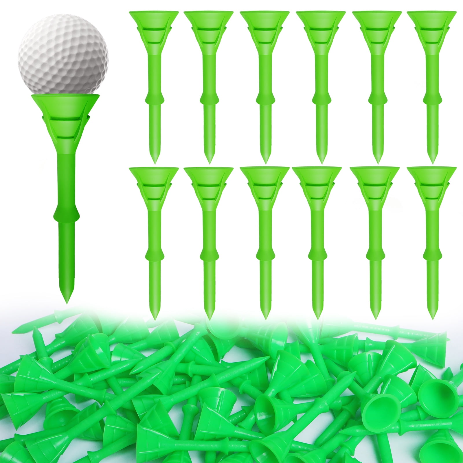 FINGER TEN Golf Tees Plastic Unbreakable Tee 3 1/4 Inch 60 Pack, Durable Stable Golf Tee 6 ...