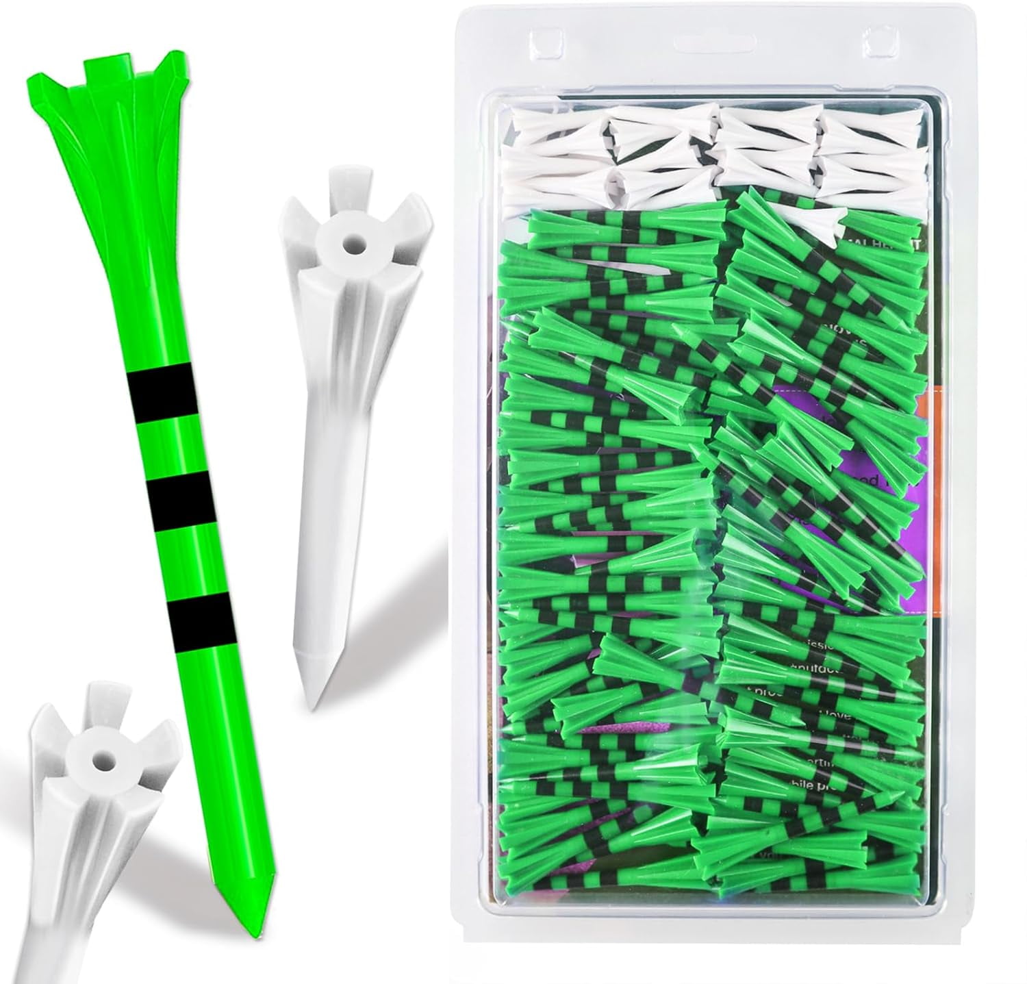 FINGER TEN Plastic Golf Tees 3 1/4 2 3/4 1 1/2 inch Value 100 Pack Set ...