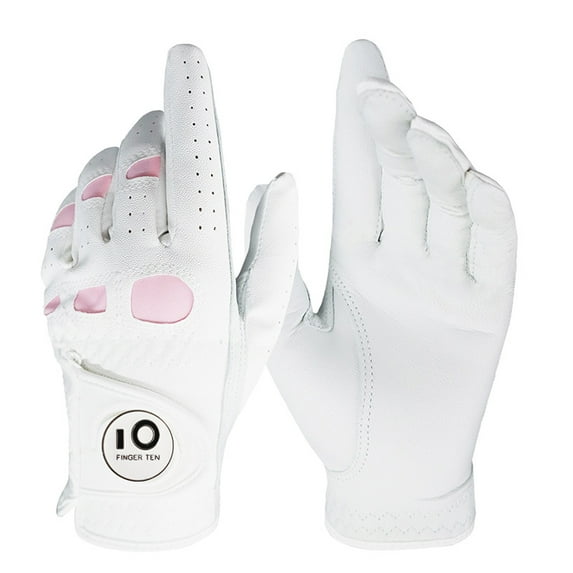 FINGER TEN Women’s Leather Golf Glove with Ball Marker Extra Grip 1 ...