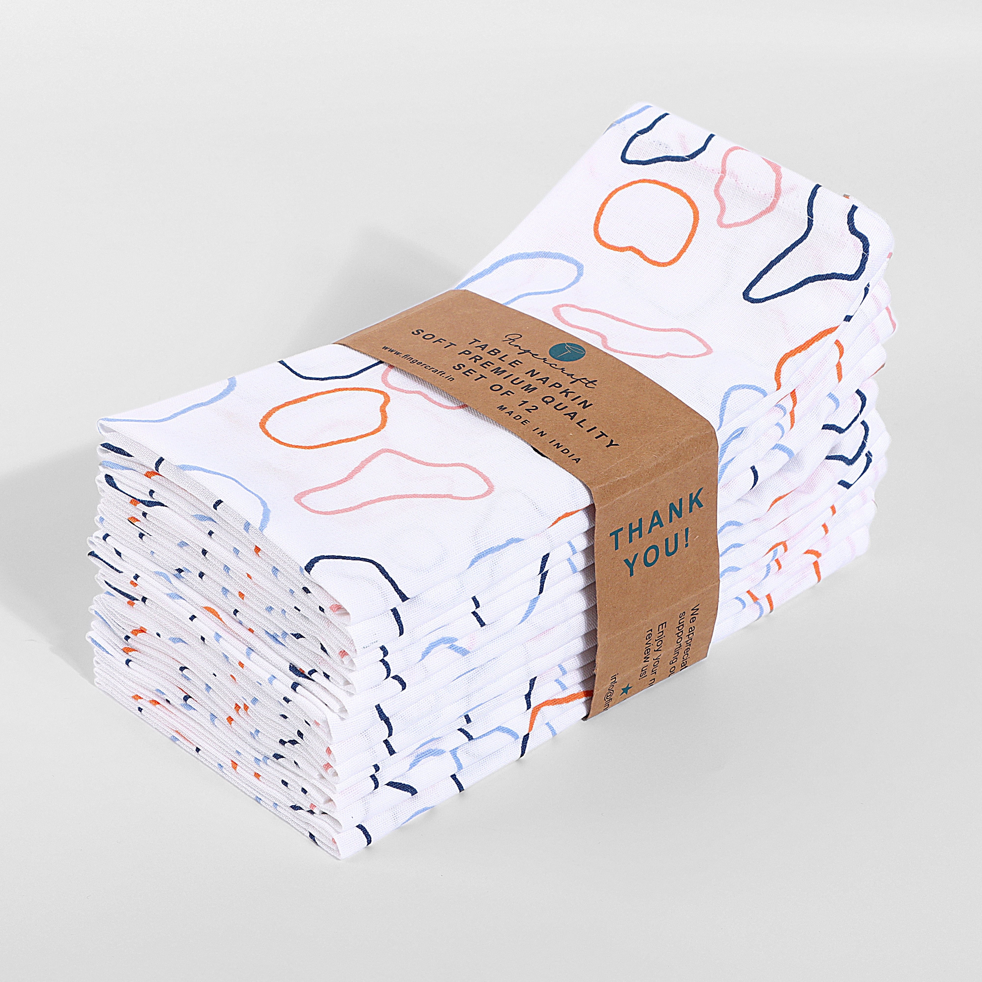 FINGERCRAFT Dinner Cloth Napkin, Cotton Linen Blend Printed Table ...