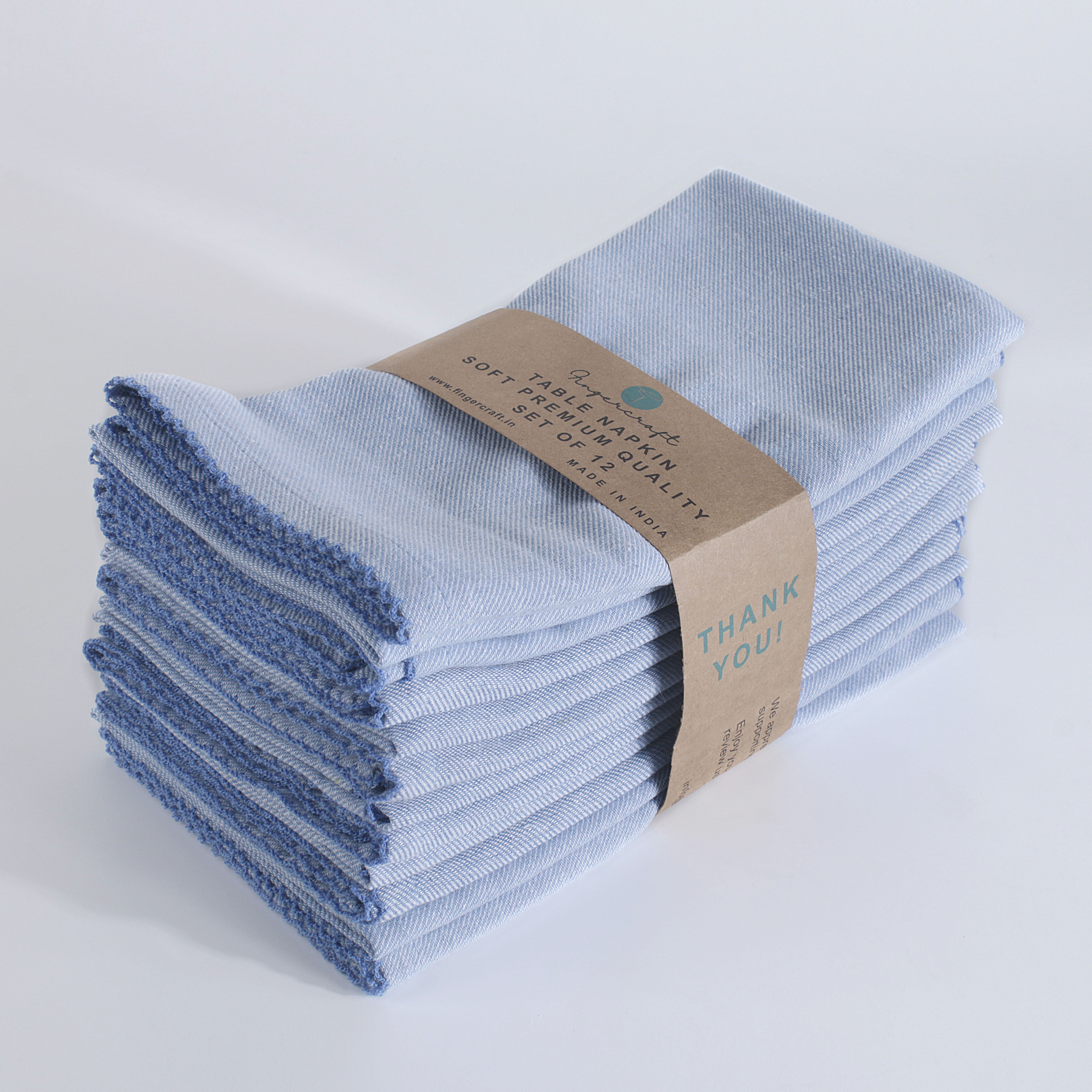 FINGERCRAFT Table Napkins, Cotton Dual Color Cloth Napkin, Picot Edge ...