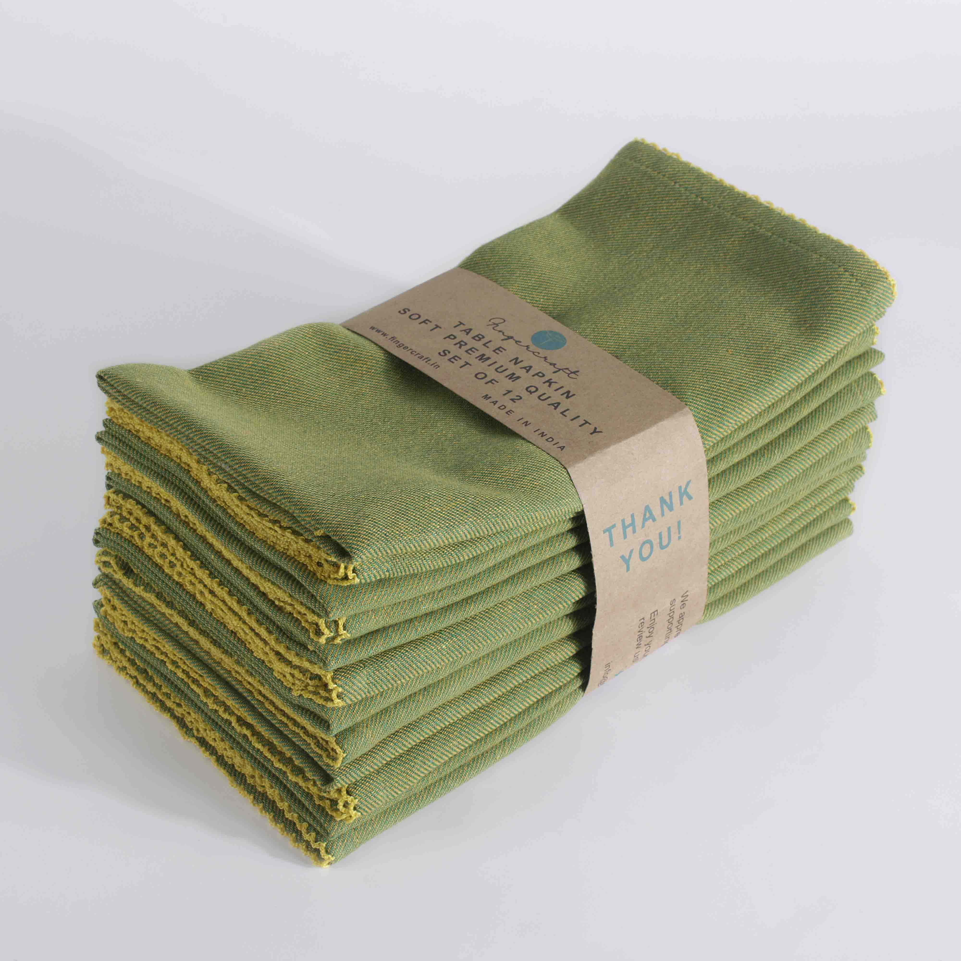 FINGERCRAFT Table Napkins, Cotton Dual Color Cloth Napkin, Picot Edge ...