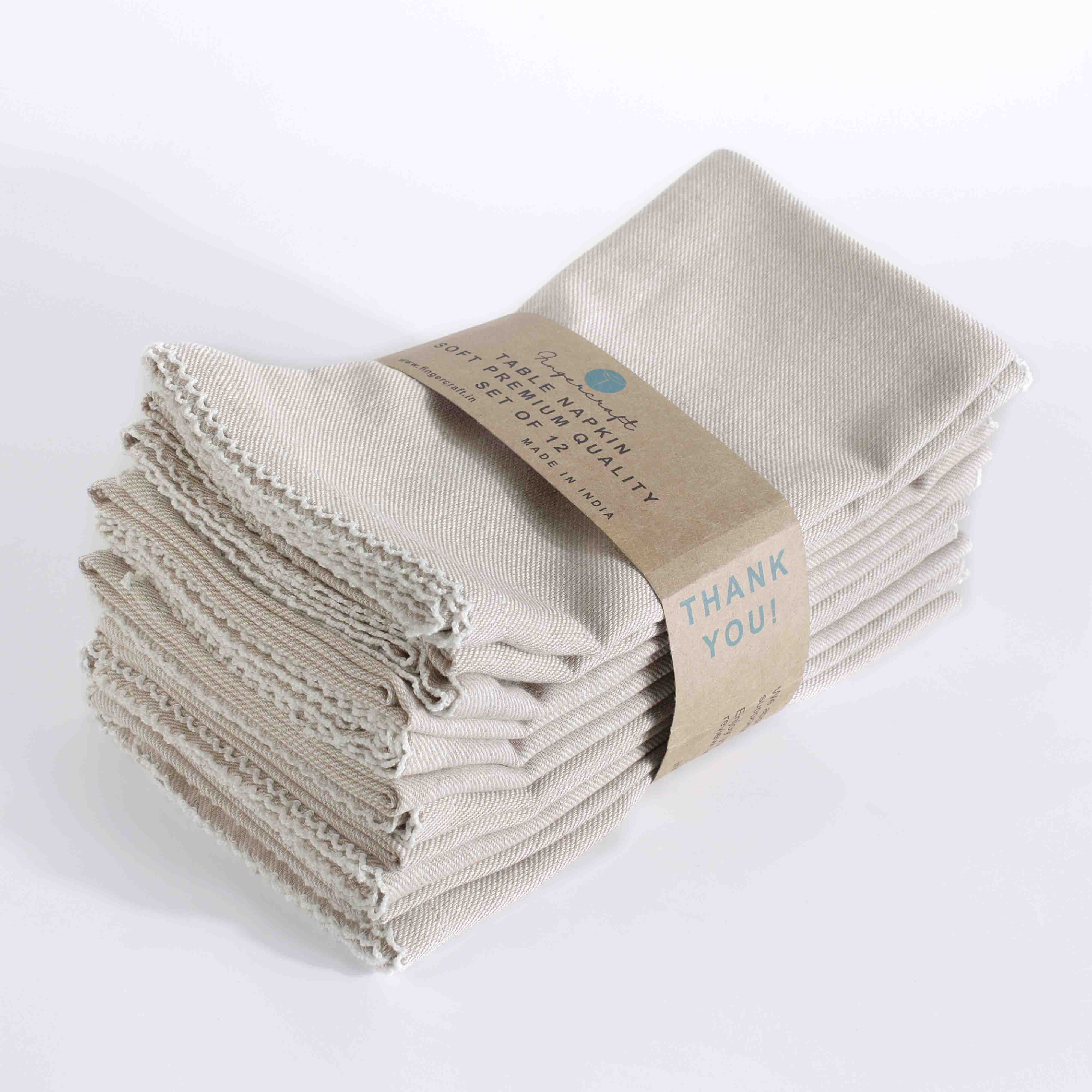 FINGERCRAFT Table Napkins, Cotton Dual Color Cloth Napkin, Picot Edge ...