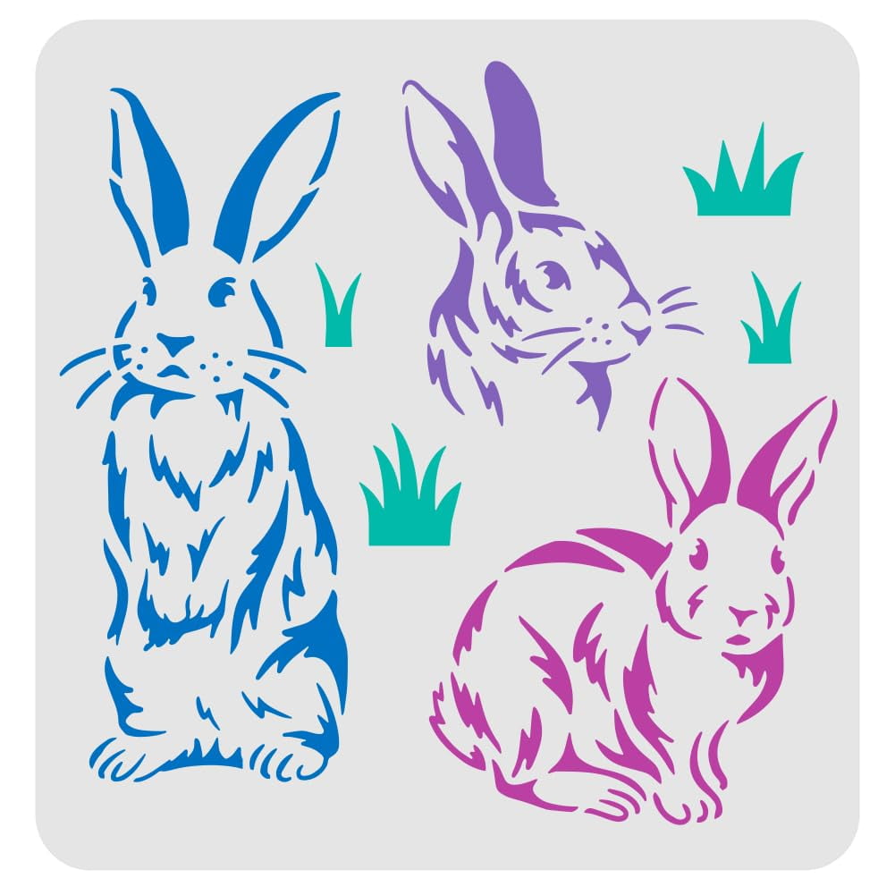 FINGERINSPIRE Bunny Stencils for Painting 11.8x11.8 inch Rabbits ...