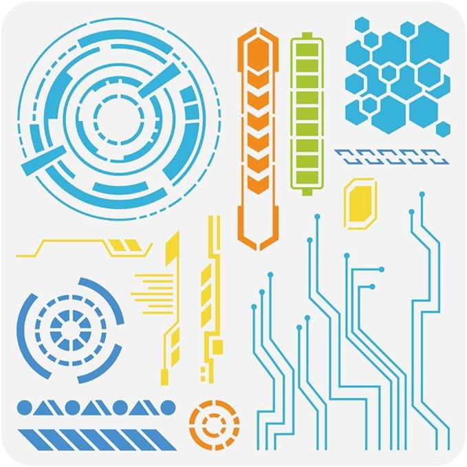 FINGERINSPIRE Science and Technology Stencil for Painting 11.8x11.8 ...