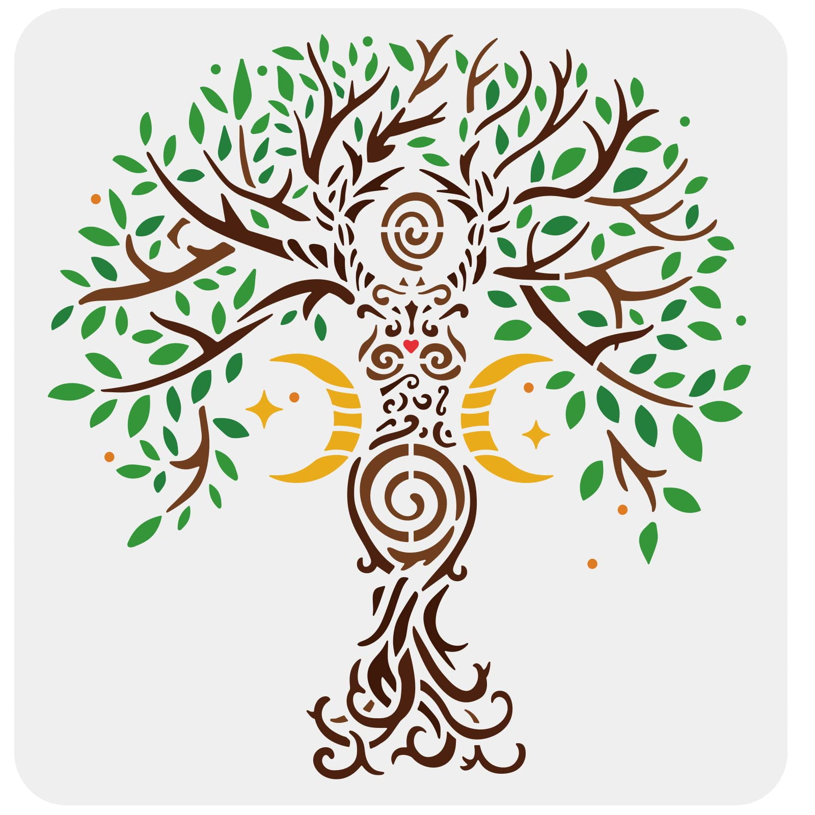 FINGERINSPIRE Tree of Life Stencils 11.8x11.8 inch Plastic Moon Star ...