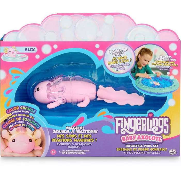 WowWee Fingerlings Baby Axolotl Alix, Interactive Pink Toy with Lights ...