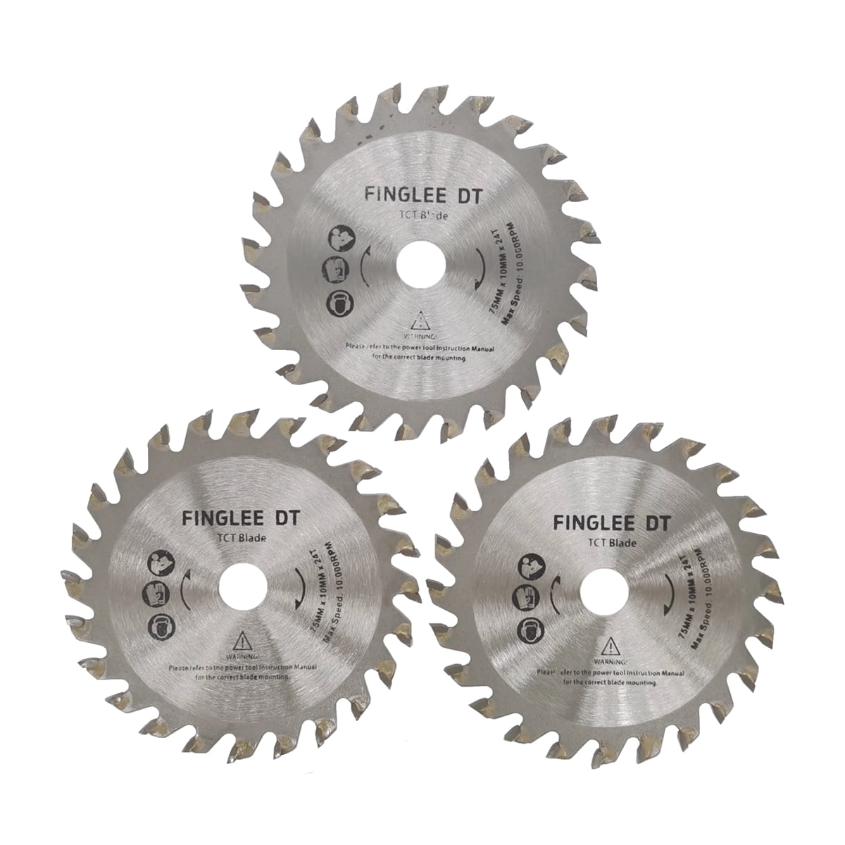 FINGLEE DT 3Pcs 3 inch 76mm Circular Saw Blade,24 Segments TCT Cutting ...