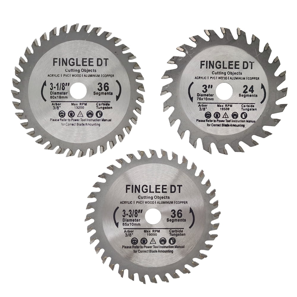 FINGLEE DT 3Pcs Mini Circular Saw Blade with Arbor 10 mm, TCT Cutting ...