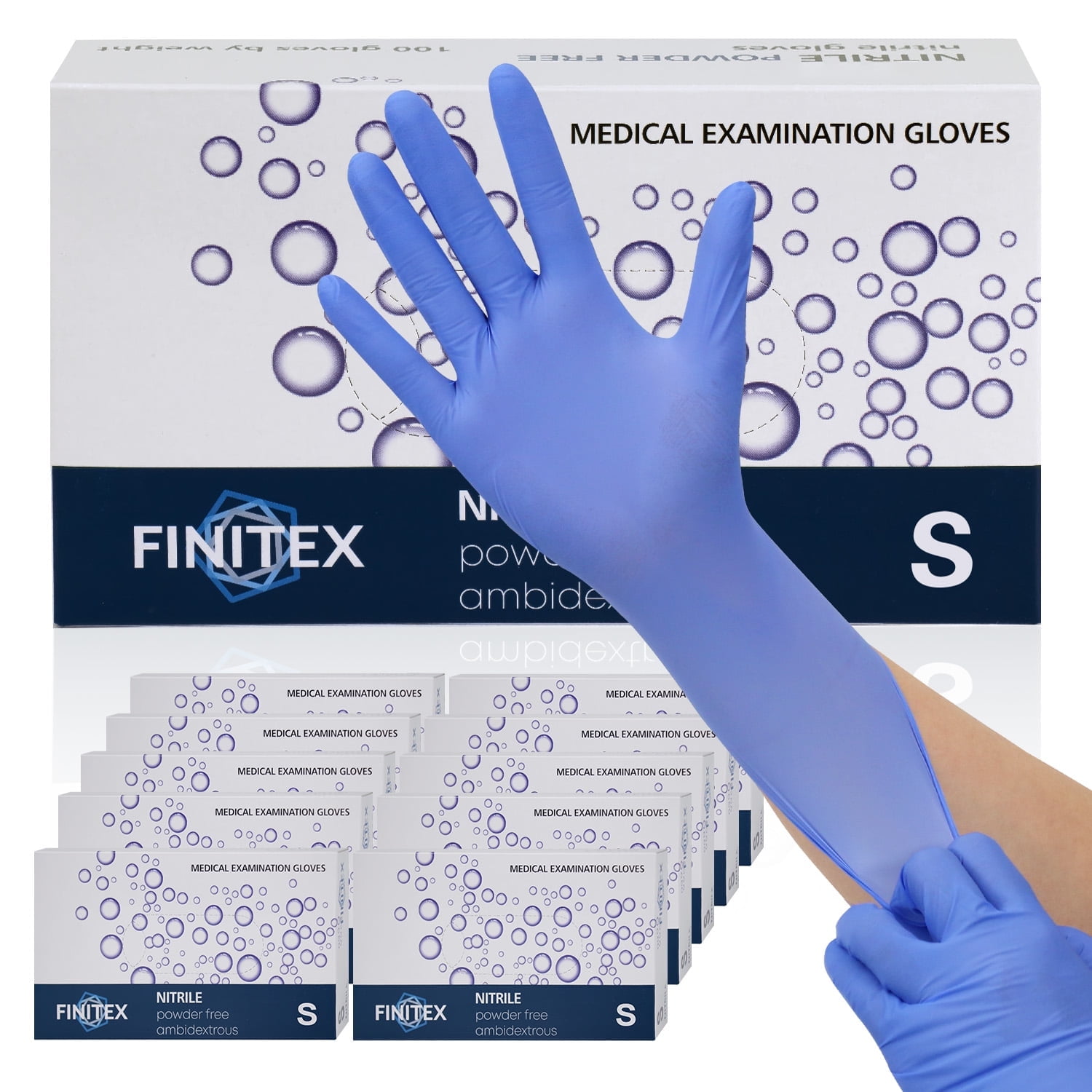 FINITEX Nitrile Exam Gloves, Ice Blue Powder-free Medical Gloves Non ...