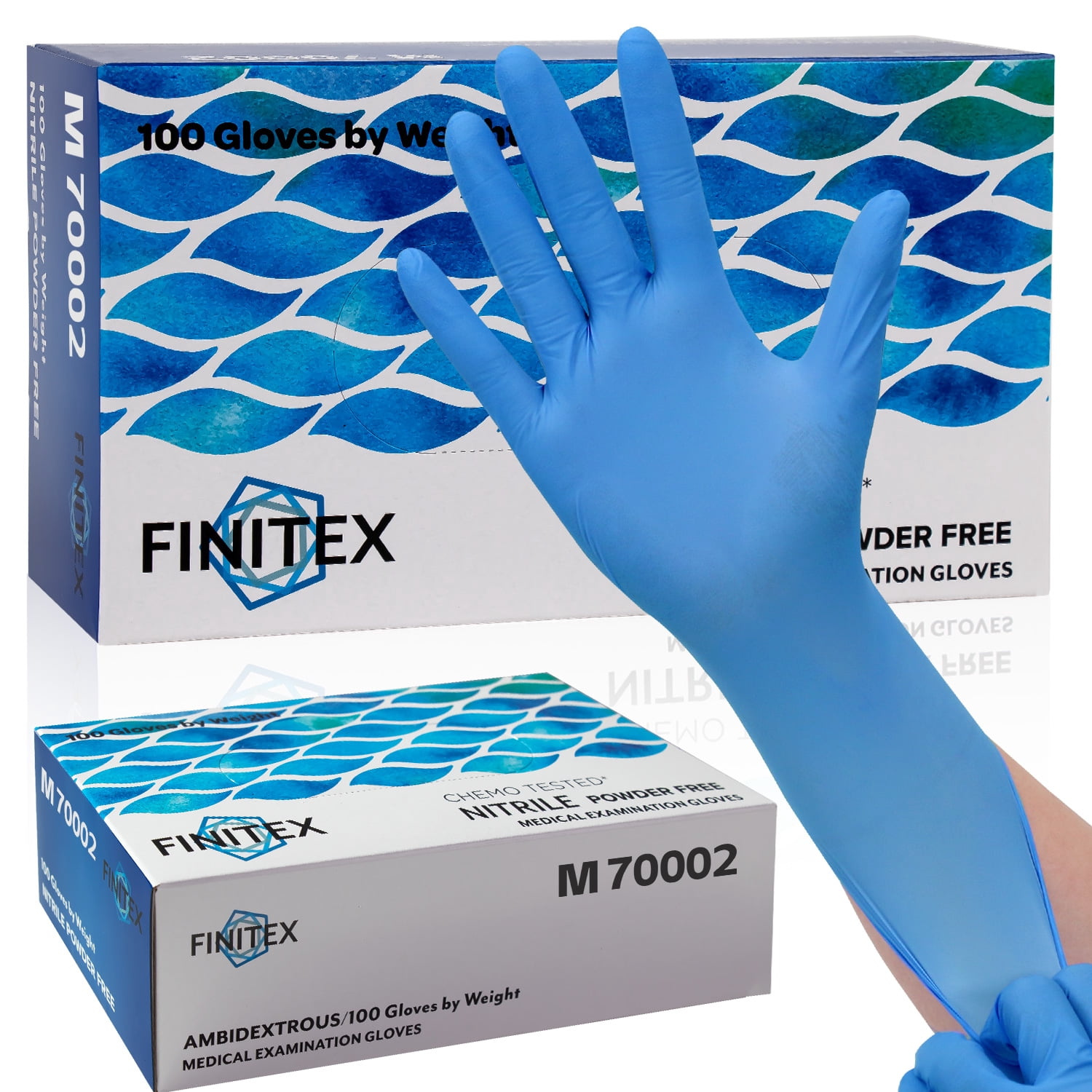 FINITEX Nitrile Disposable Gloves, 4 Mil Blue Medical Exam Gloves ...